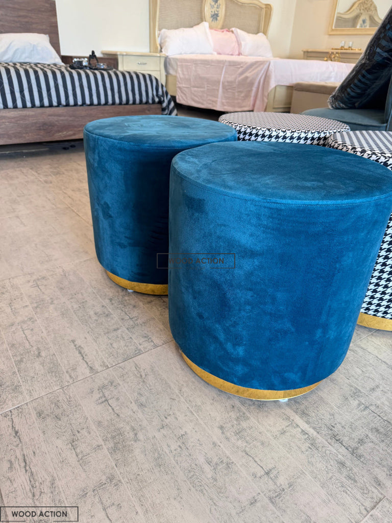 Premium round Stool Royal blue – Wood Action