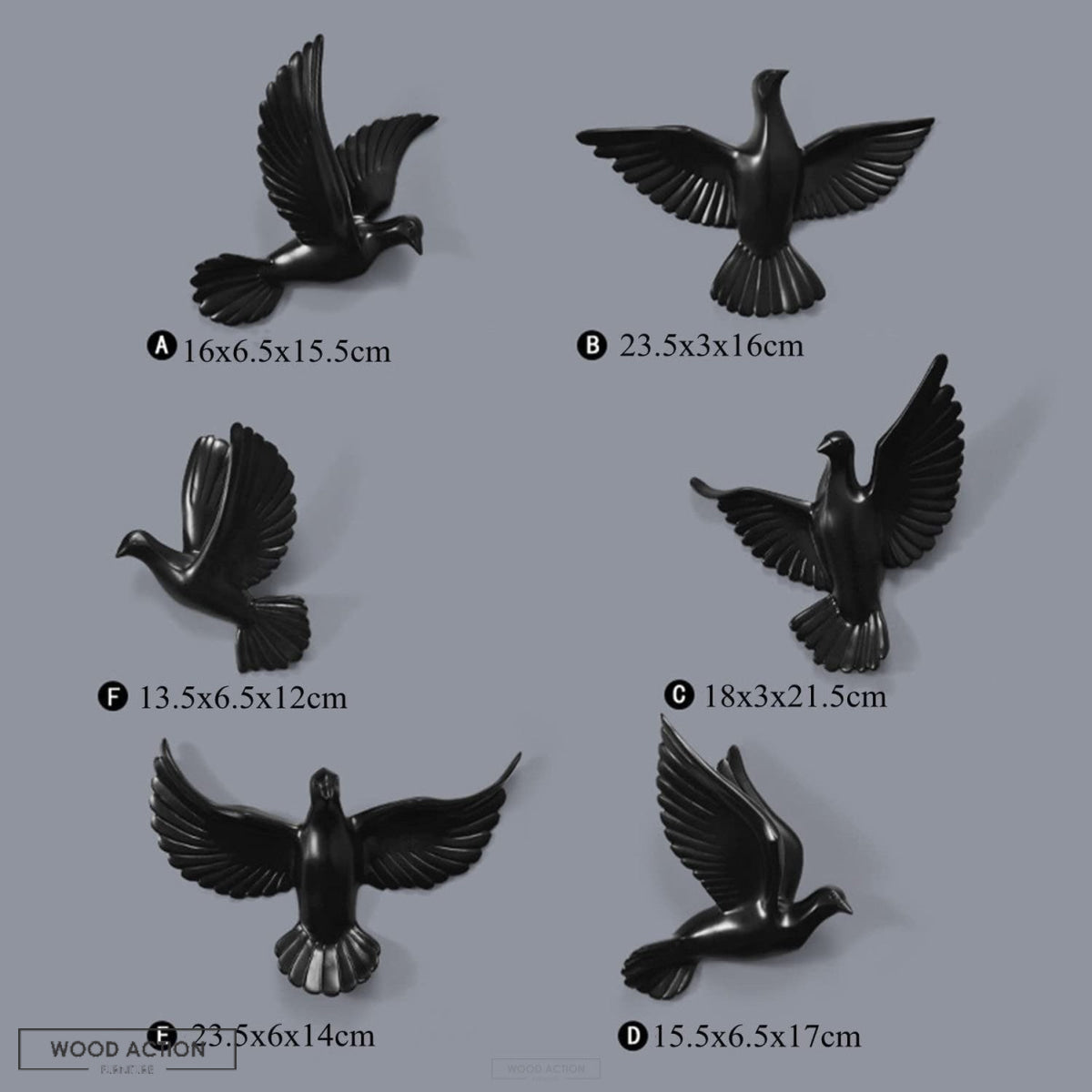 6 Pigeon Wall Décor – Wood Action