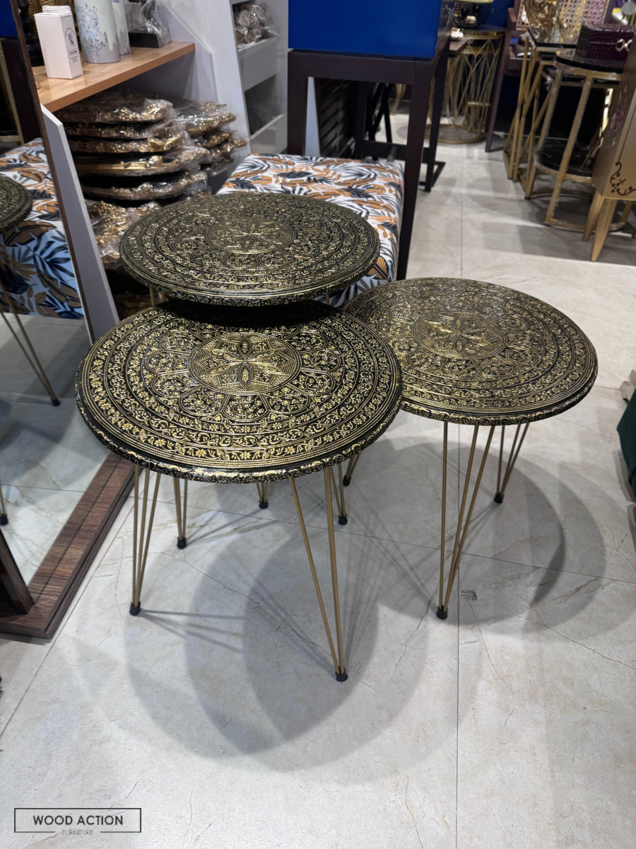 Copper gold nesting table set of 3 – Wood Action