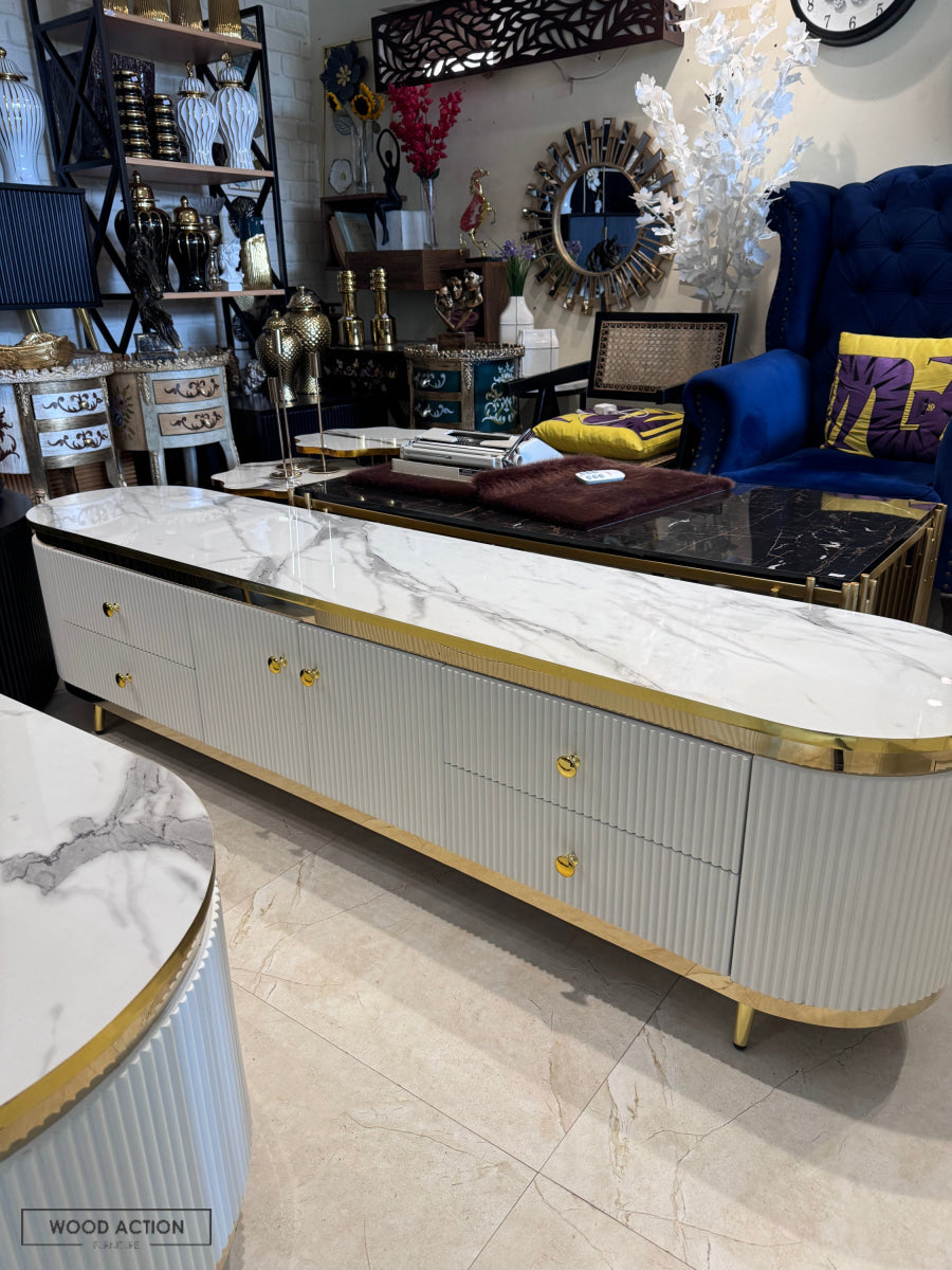 Premium white LCD console – Wood Action