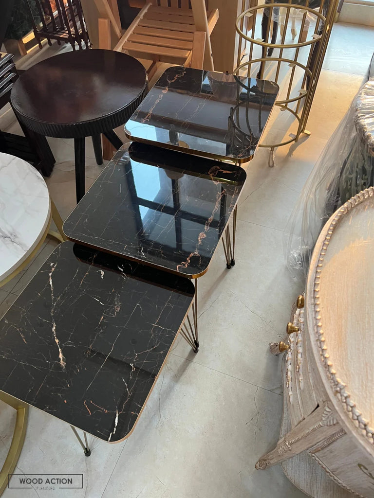 Square Black Glory nesting table set of 3 – Wood Action